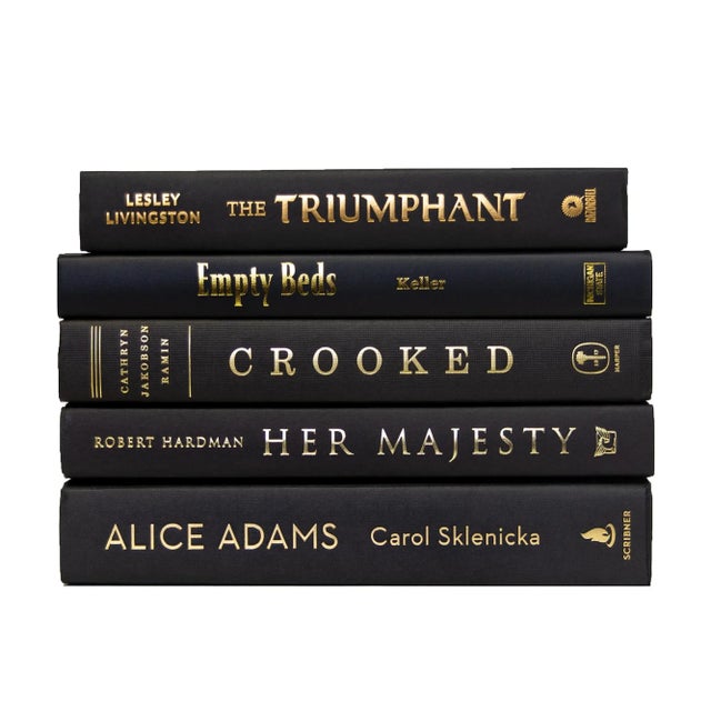 Modern Onyx & Gold Book Stack, S/5 | Chairish