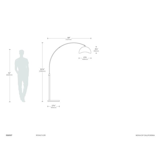 Luna Bella Arc Floor Lamp -White With Gold Leaf Shade, Marble Base ...
