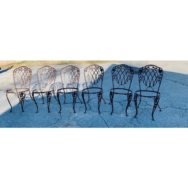 A Set of 6 Vintage Wrought Iron Dining Chairs | Chairish
