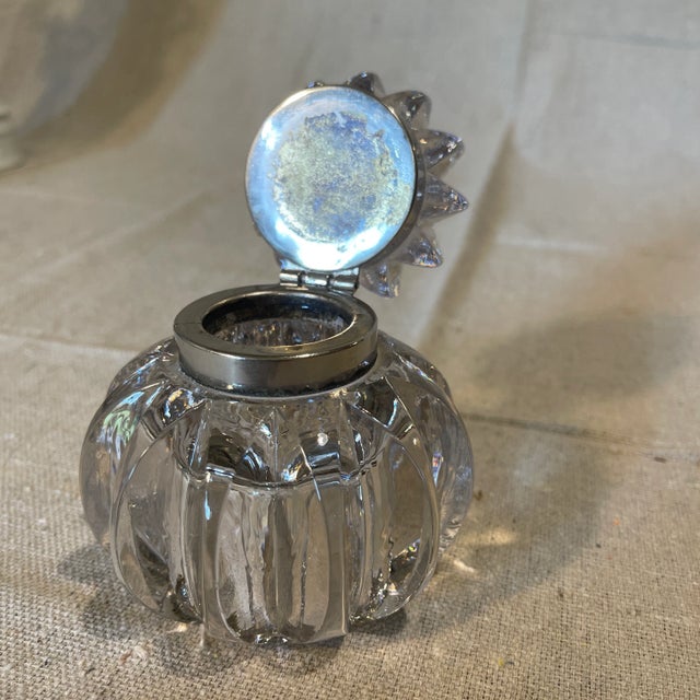 Antique Crystal Glass Inkwell | Chairish