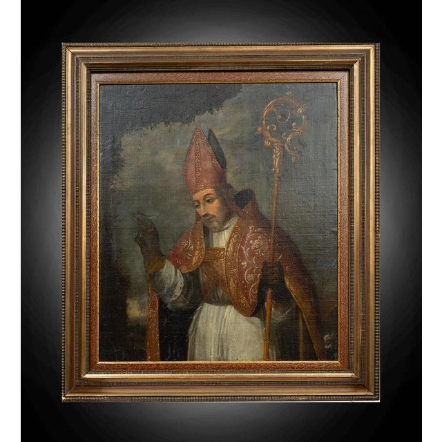 Lombard Artist, The Bust of a Bishop, 18th Century, Oil Painting on ...