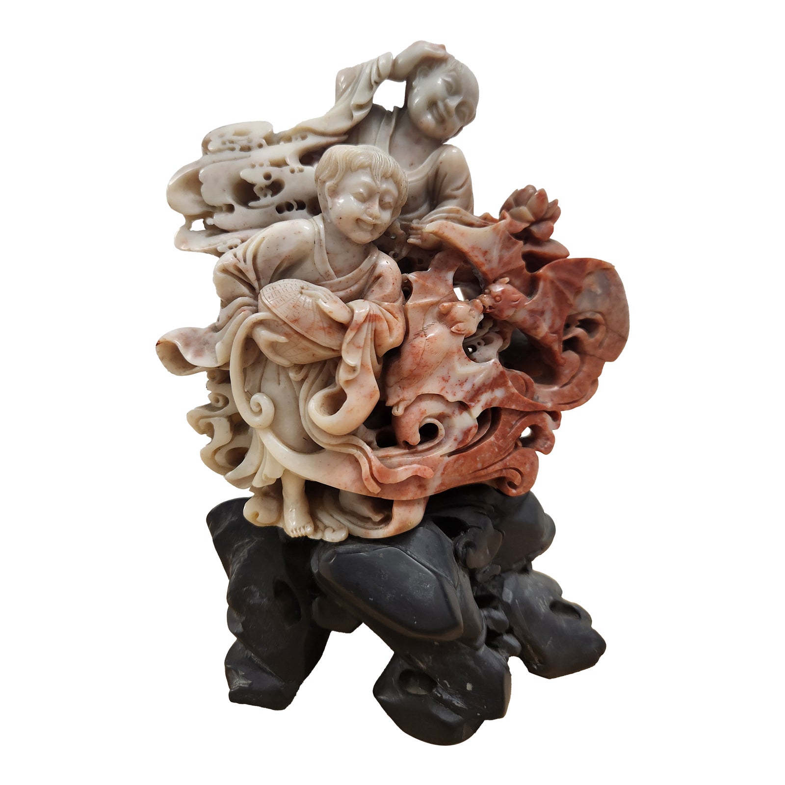 1990s Chicken-Blood Stone Carving On Base | Chairish