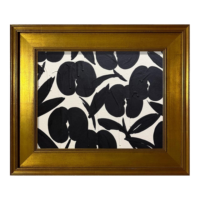 Ron Giusti Mini Orchid Cream Black Acrylic Painting | Chairish