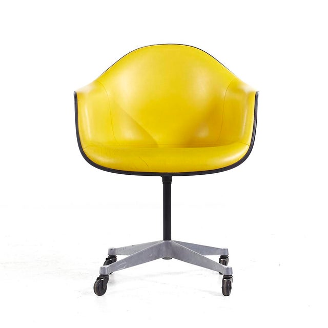 Eames for Herman Miller Mid Century Yellow Padded Fiberglass Swivel ...
