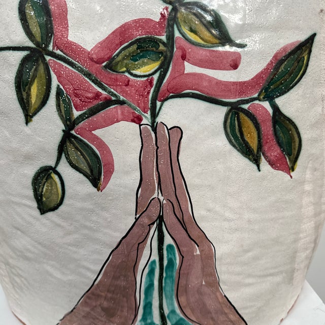 1996 K. Corbin Hand Crafted Clay Water Pitcher Sculpture | Chairish
