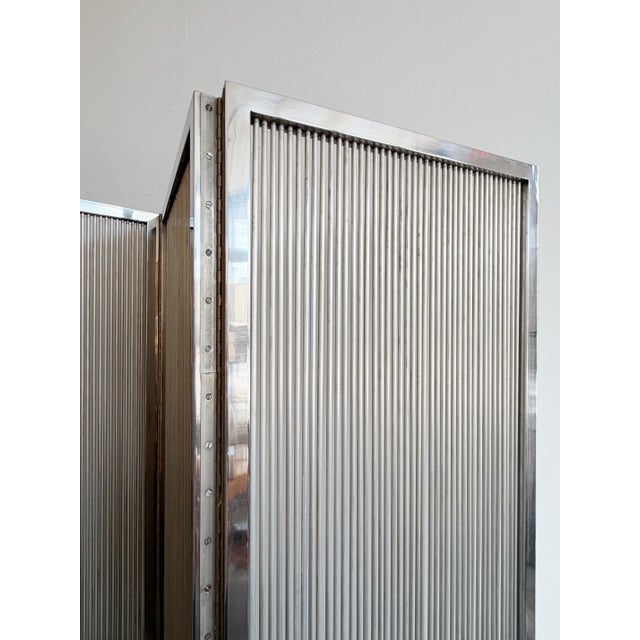 Mid Century Chrome & Aluminum Folding Screen | Chairish