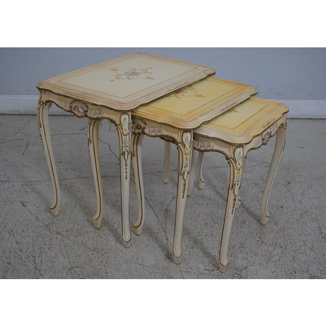 Italian Style Paint Decorated Nesting Stack Tables | Chairish