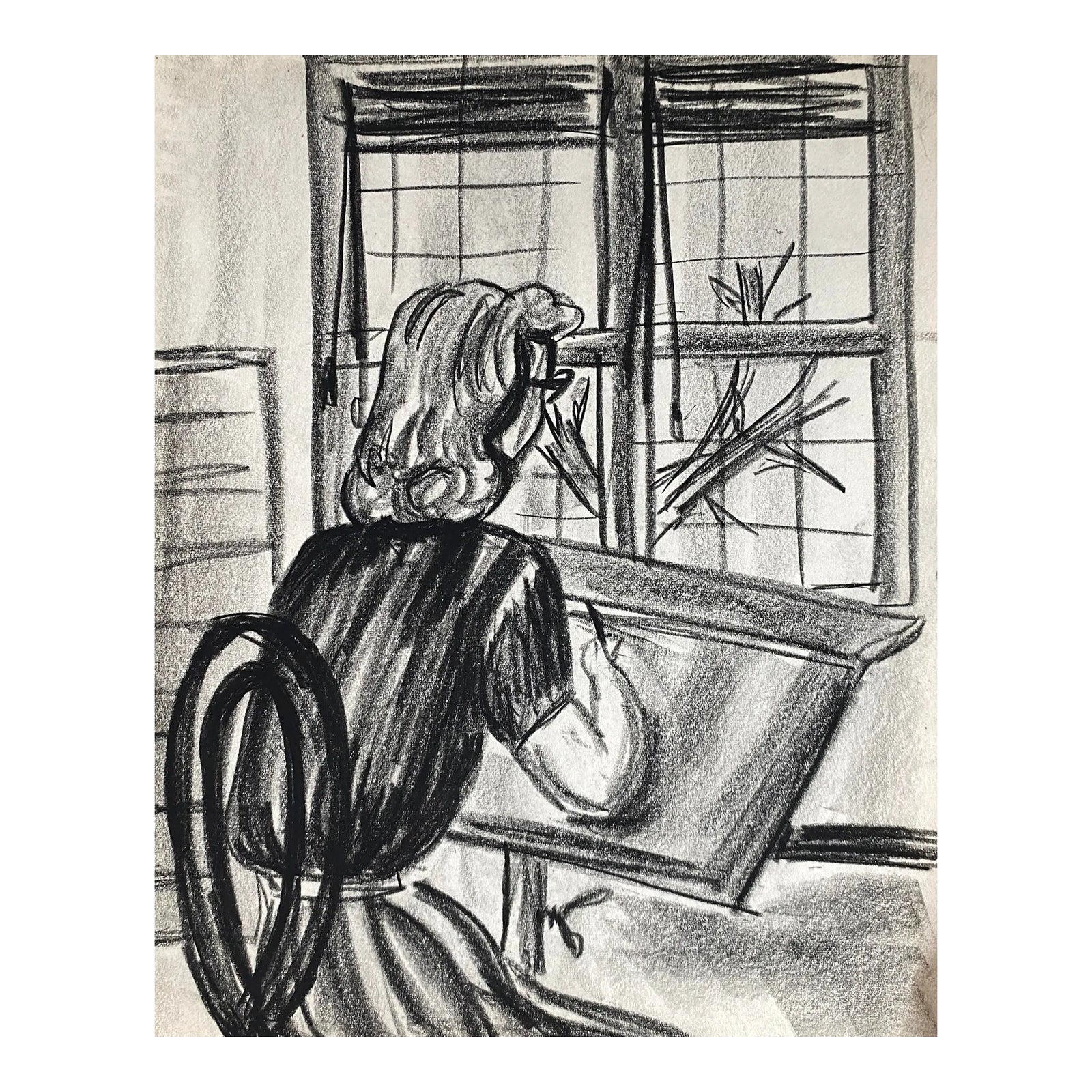 1950s Virginia Spencer Artist Studio Drawing | Chairish