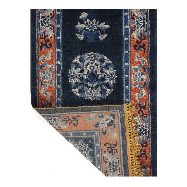 Navy Blue Antique Art Deco Rug 2'1'' X 4'2'' | Chairish
