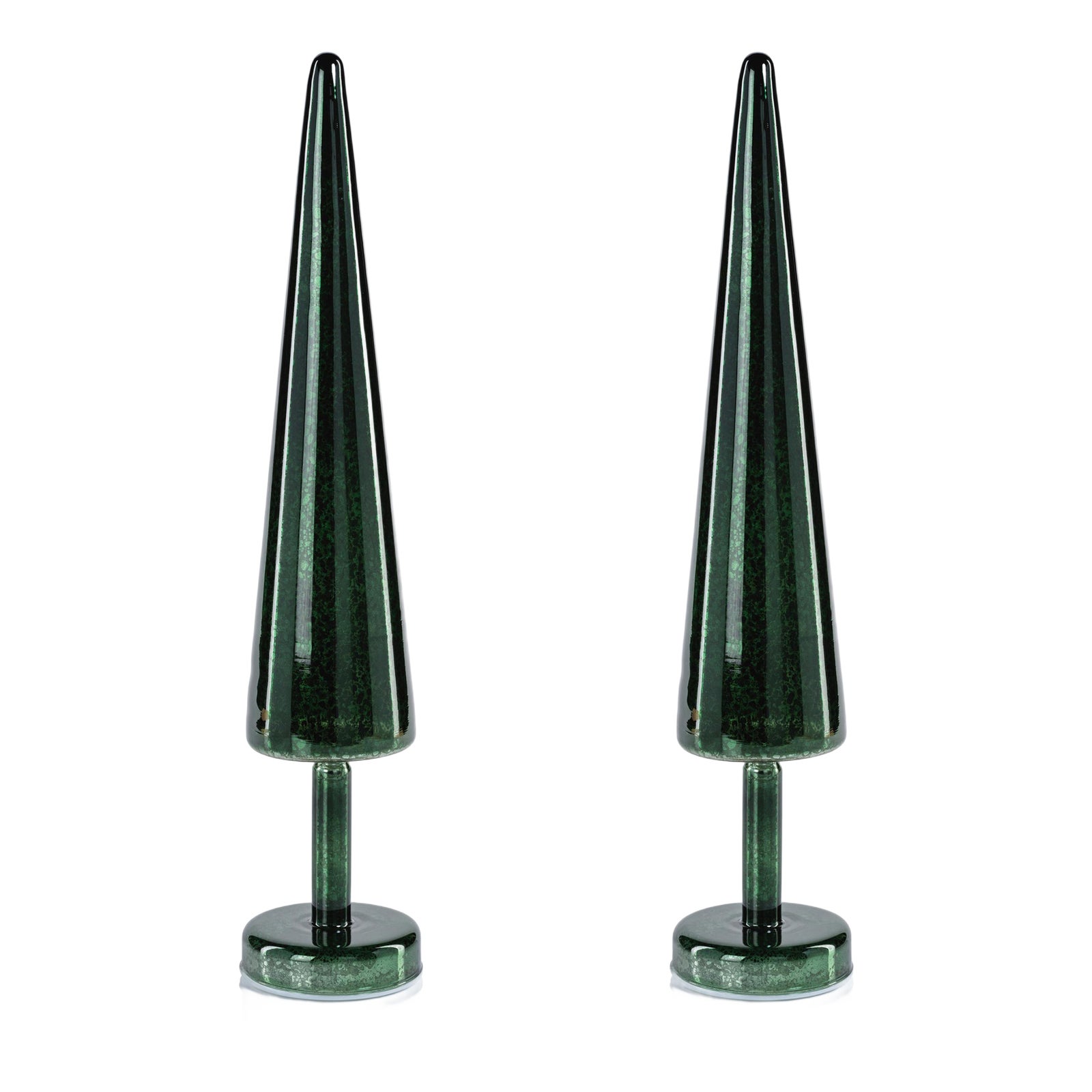Crimbo 18" Green Sparkle Cone LED Trees, Set of 2 | Chairish