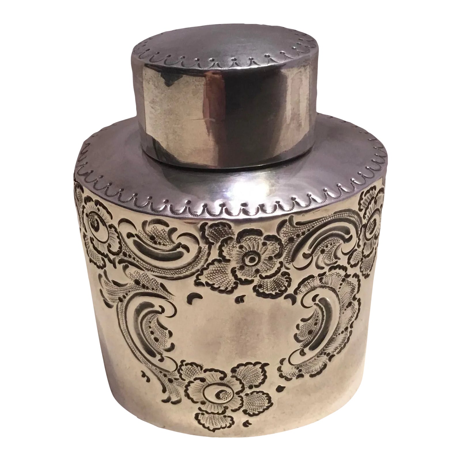 Antique 1892 Atkins Brothers Embossed Sterling Silver Tea Caddy ...
