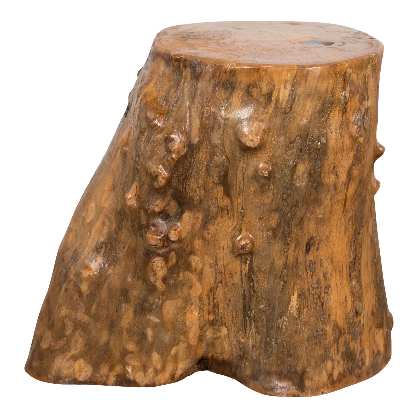 Indonesian Rustic Root Drinks Table or Stool with Light Brown Finish ...