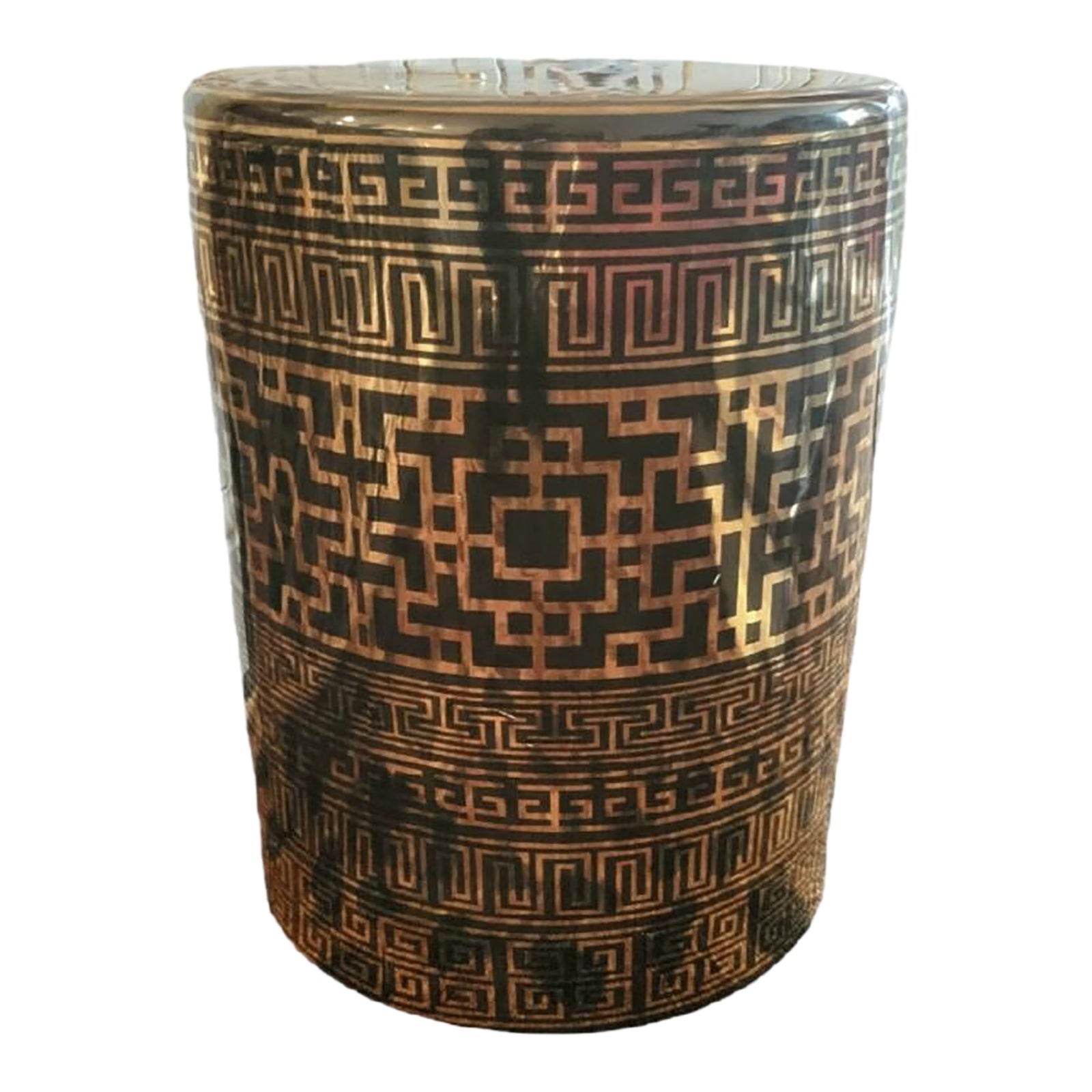 Vintage Ceramic Gold Black Hollywood Regency Greek Key Garden Indoor ...