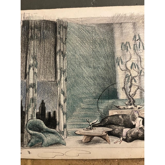 1940’s Original Noel Coward Design for Living Set Design Ink/Pastel ...