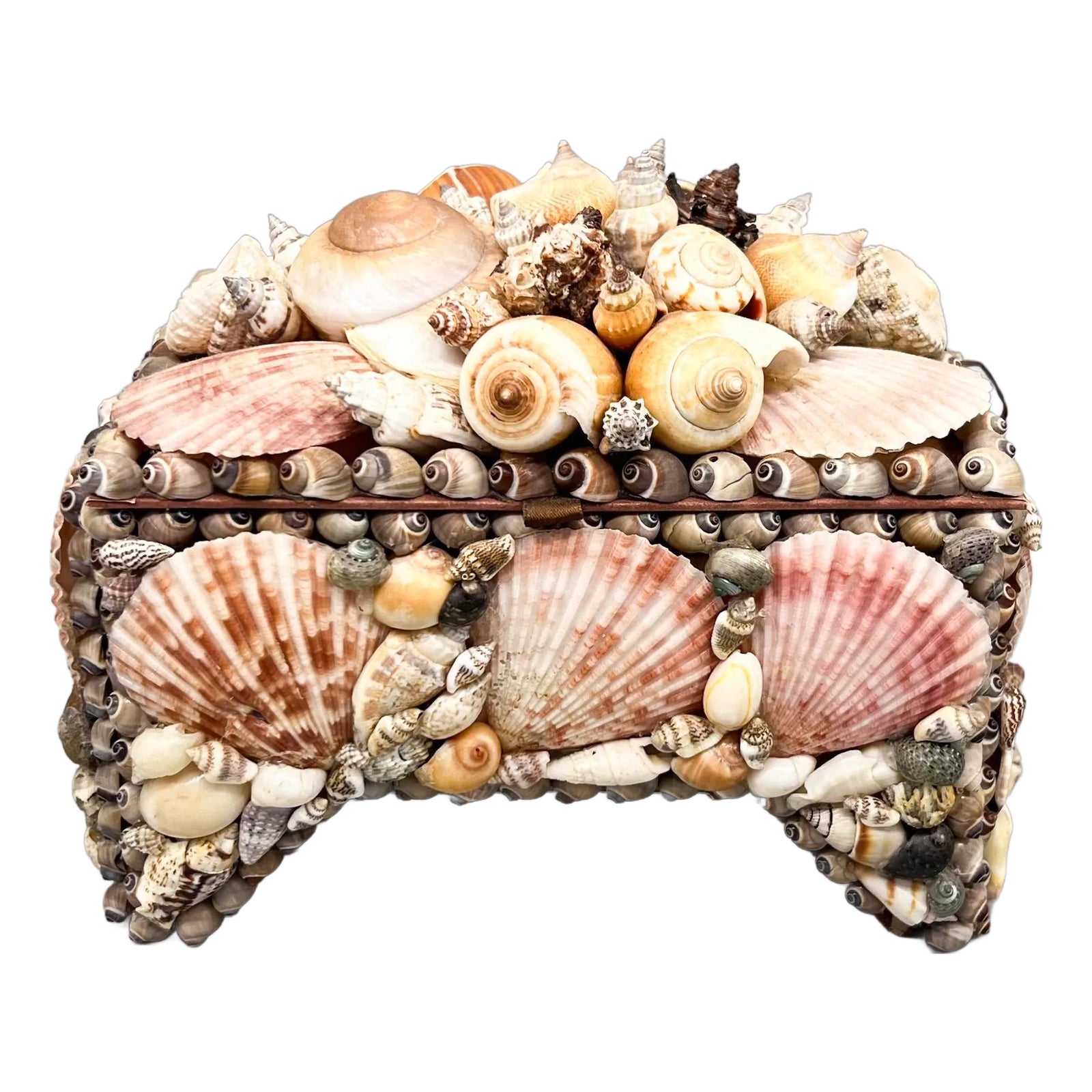 Large 1970s Nautical Shell-Encrusted Box – Vintage Coastal Shellcore ...