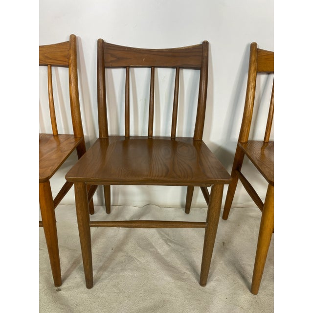 Set of 4 Mid Century Cafe Walnut Arched Spindle Back Chairs | Chairish