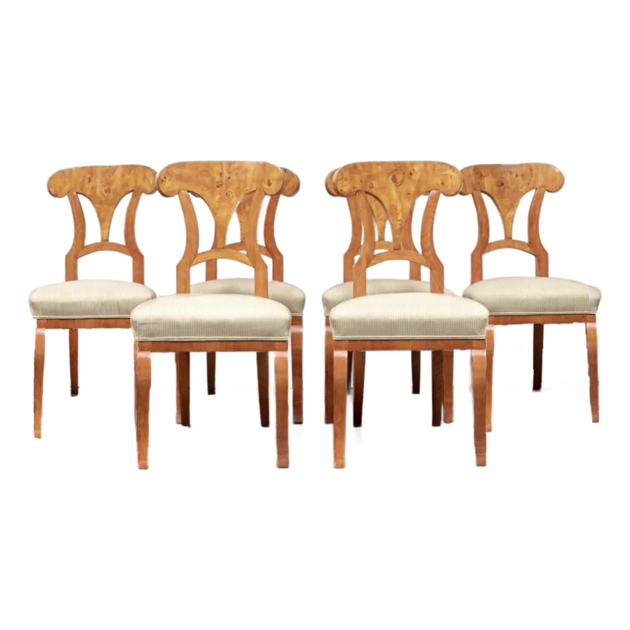 Set of 6 Fine Biedermeier Style Dining Room Chairs With Shaped Cresting ...