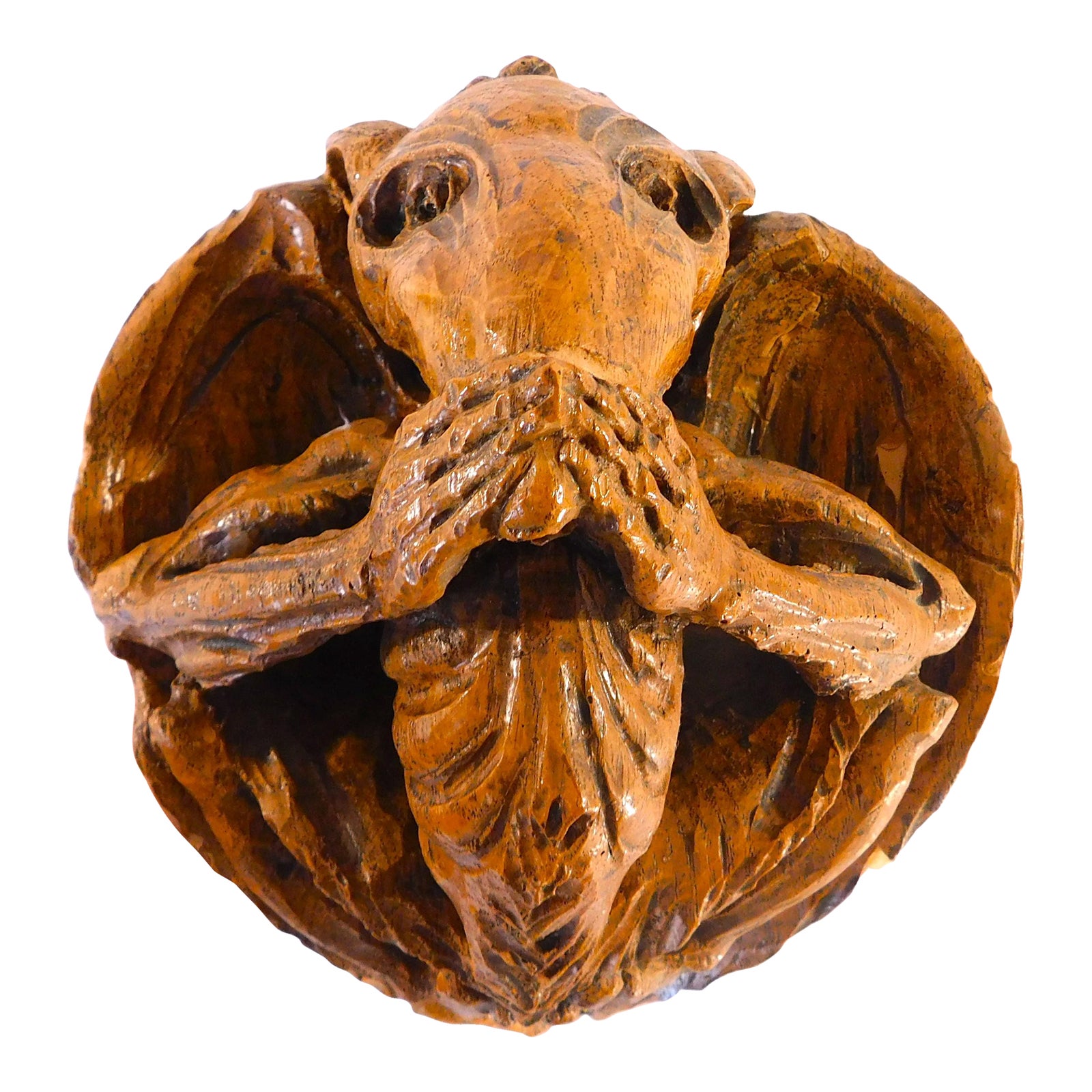 Vintage Creature Sculpture Corner Piece Wall Decor | Chairish