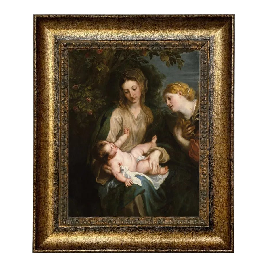 Virgin Mary and Child With St. Catherine Print on Canvas 11x14", Framed ...