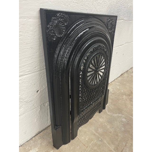 Late 19th Century Cast Iron Antique Fireplace + Insert With Beaded Arch ...