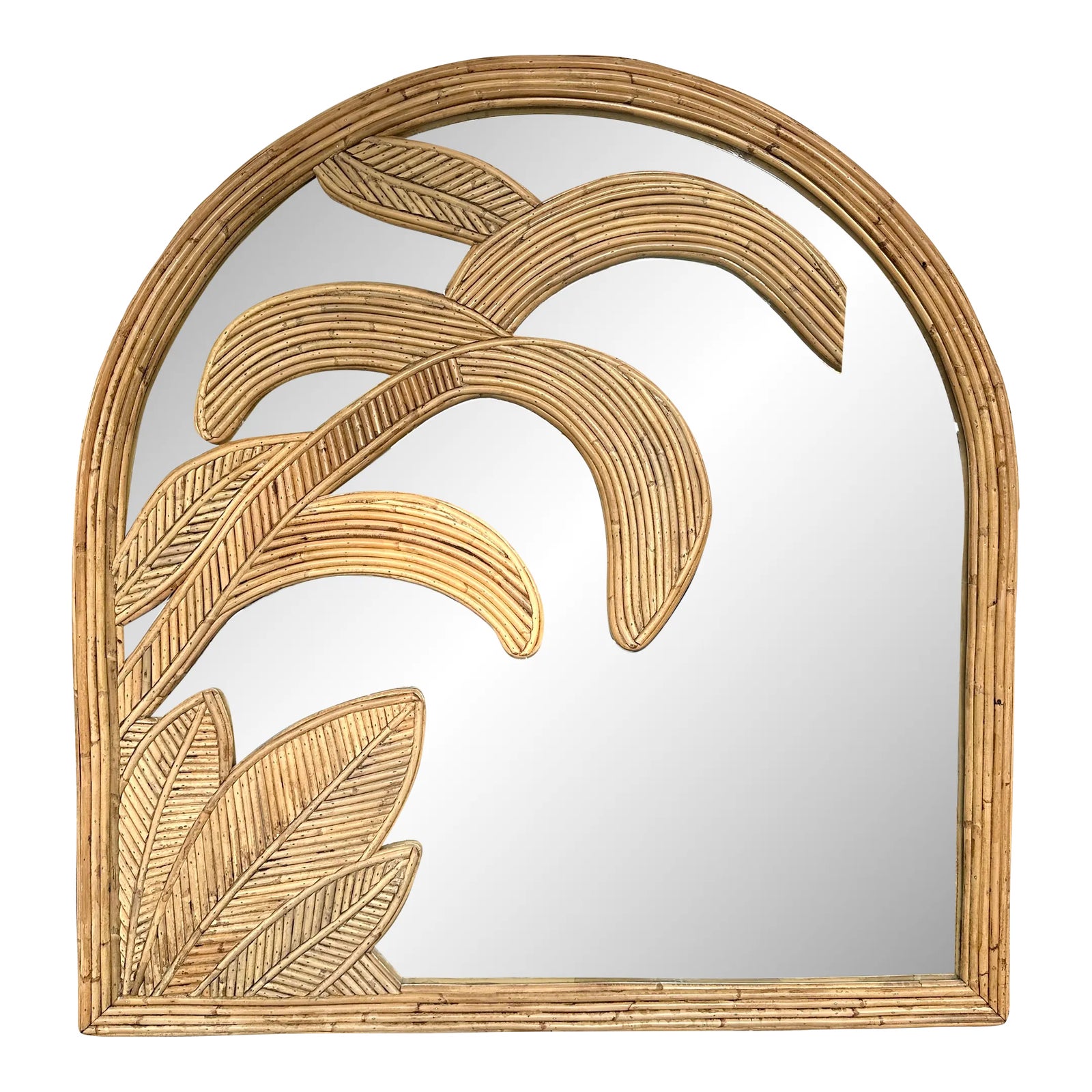 Rattan Palm Tree Mirror by Vivai Del Sud. Italy, 1970s | Chairish