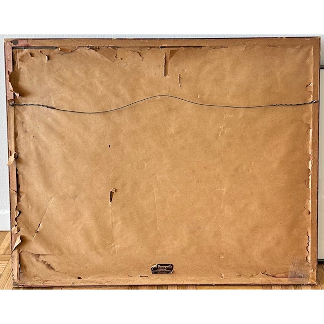 Mid Century Abstract Original Print in a Wonderful Asian Carved Wood Frame | Chairish