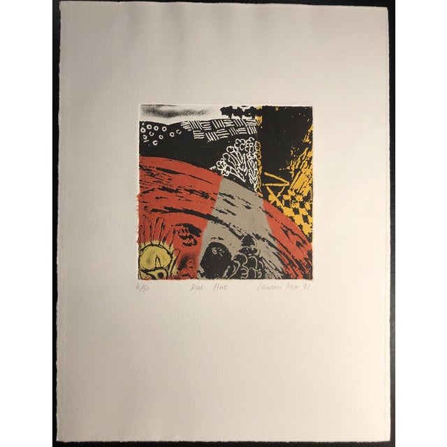 Caroline Isgar Limited Edition Lithograph Etching Print of "Red Hat ...