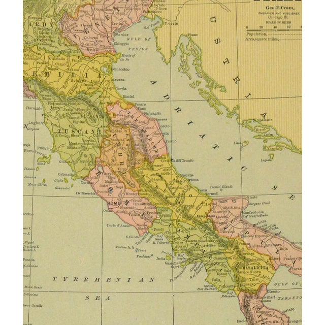 Vintage Map of Italy, 1890 | Chairish