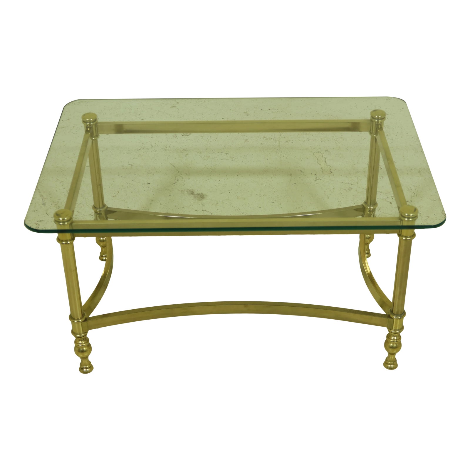 Brass Base Regency Style Coffee Occasional Table | Chairish