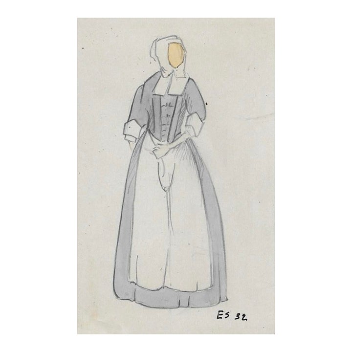 1932 Eunice Starkie Pilgrim Costume Watercolor | Chairish