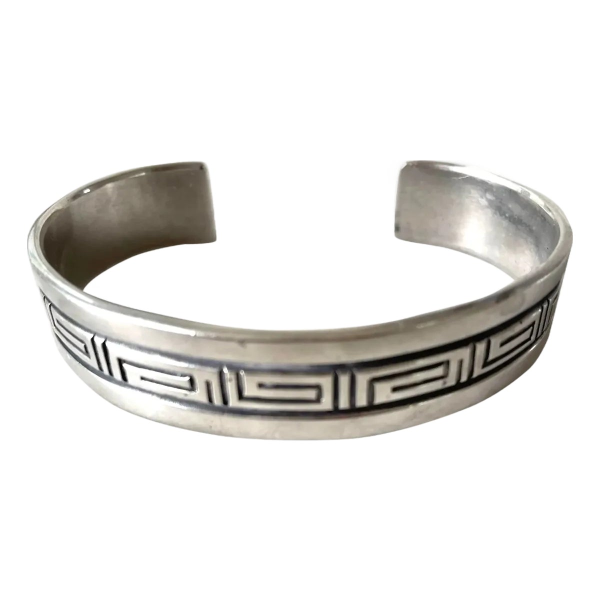 Vintage Navajo Troy Lamer Native American Greek Key Design Sterling ...