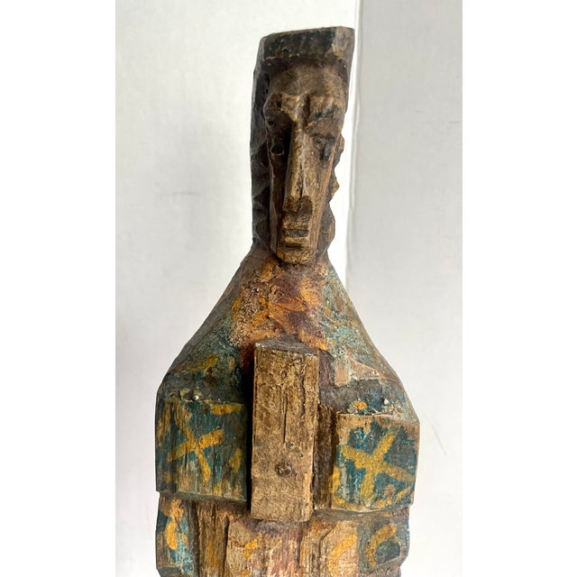 Set of 3 Rustic Carved Wood Religious Santos Figures | Chairish