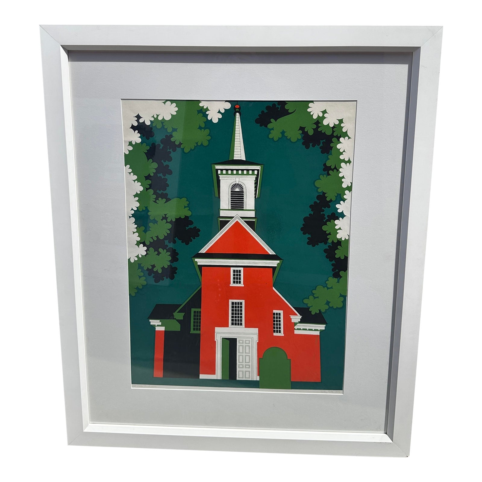 Signed Serigraph by Betsy Bates "Old Swedes Church" Pencil Numbered ...