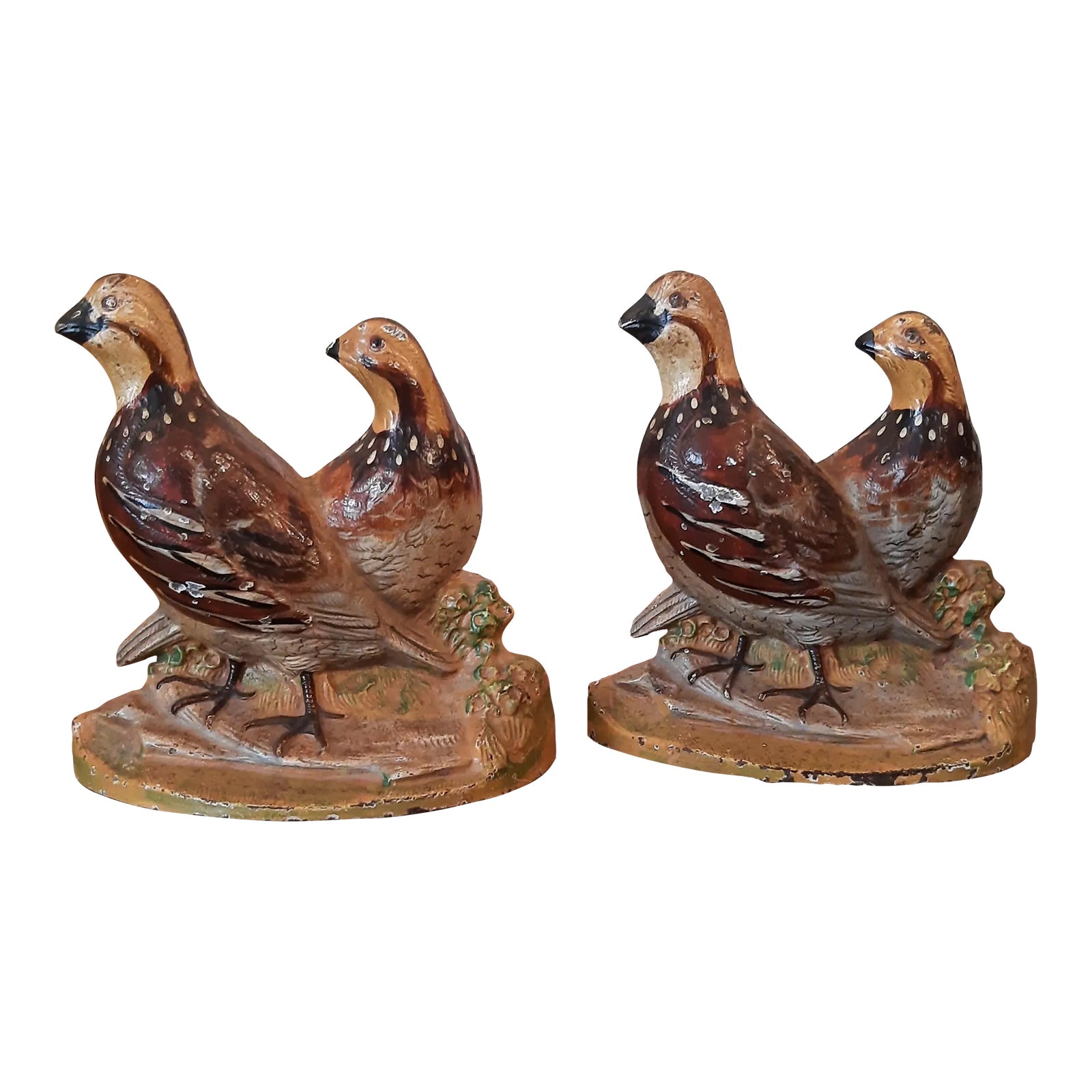 Early 20th Century Hubley Cast Iron Painted Quail Bookends- a Pair ...