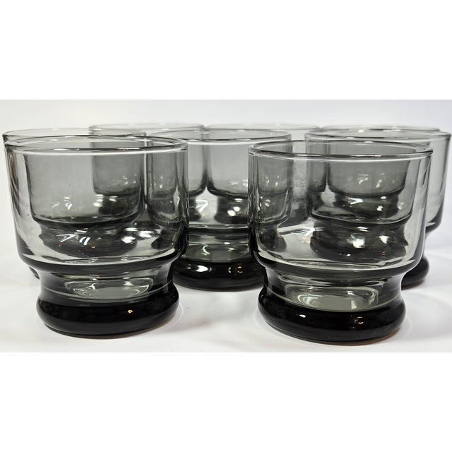 80s Gray Smoke Stacking Lowballs- Set of Eight | Chairish