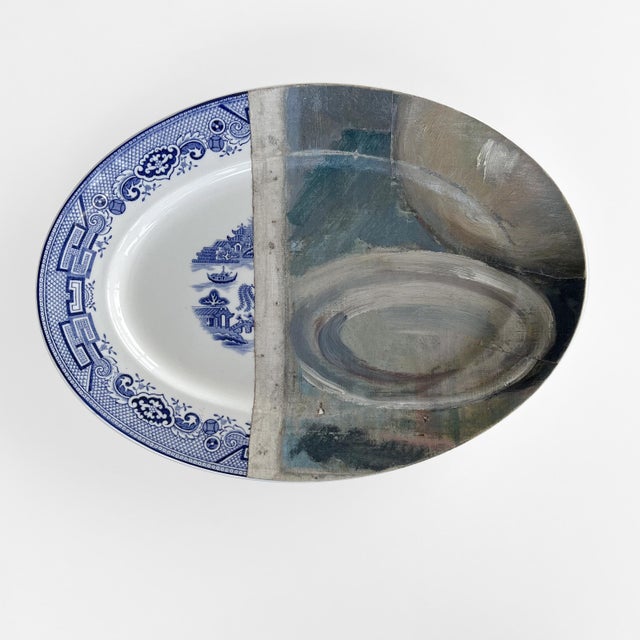 Wall Art Installation: Composition of Ceramic Plates and Oil on Canvas ...