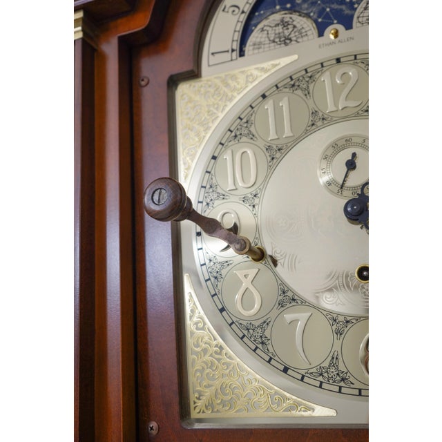 Ethan Allen Cherry Grandfather Hall Clock | Chairish