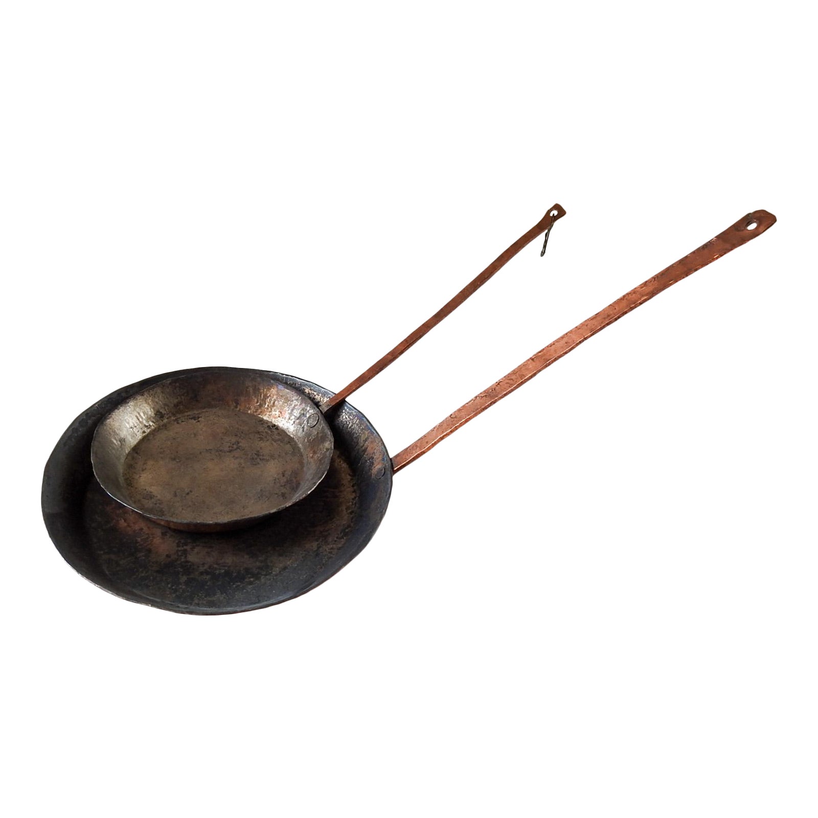 Mid 20th Century Hand Forged Copper Pans - a Pair | Chairish
