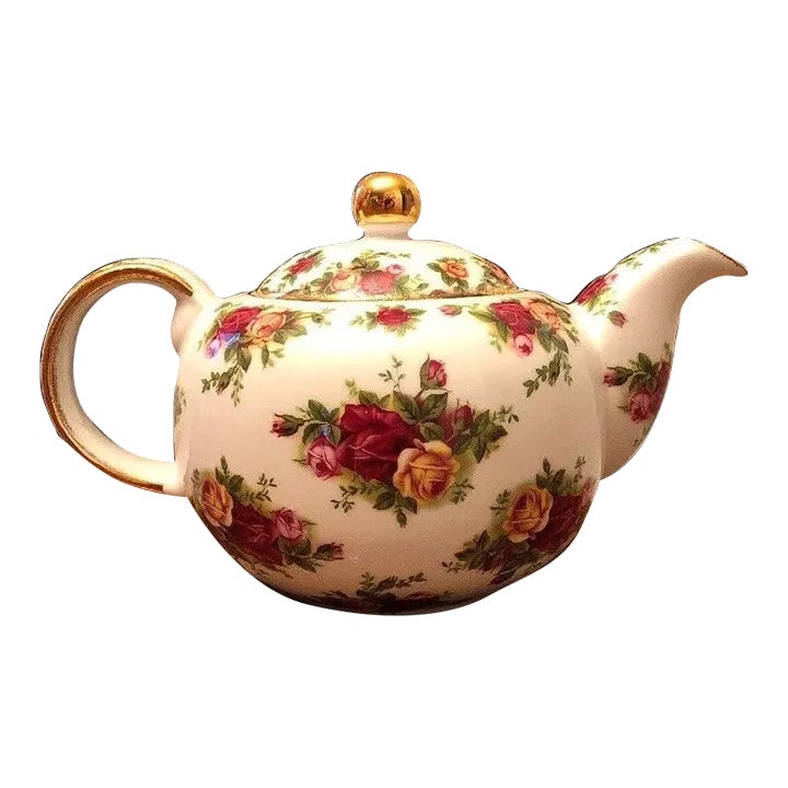 1990s Royal Albert China Old Country Roses Tea Pot Signed in Gold by ...