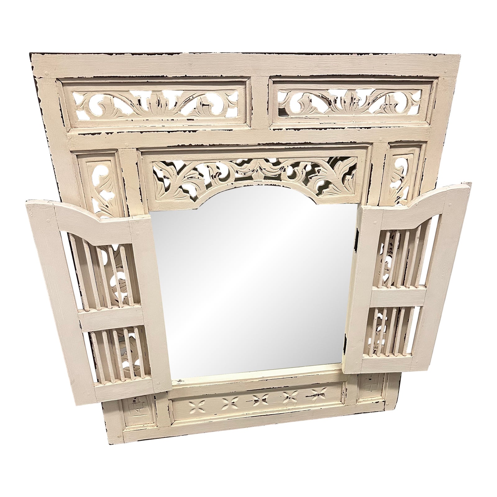 white shutter window mirror