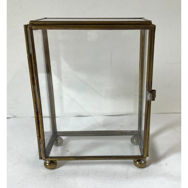Vintage Glass and Brass Petite Curio Box | Chairish