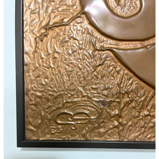 Large 1960s Copper Bas Relief Plaque With Repose Depiction of a Lion ...