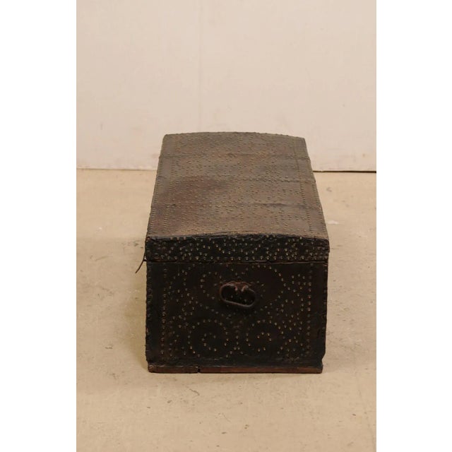 18th Centuryentury Spanish Coffer with Leather & Brass | Chairish