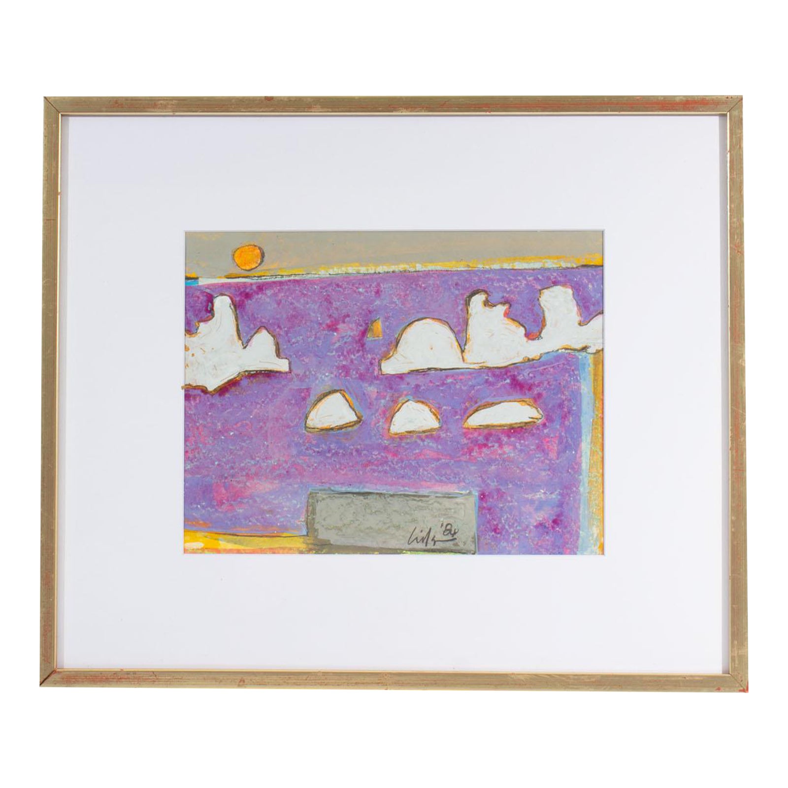 1984 Abstract Mixed Media Landscape Painting Signed by Harry Hilson ...