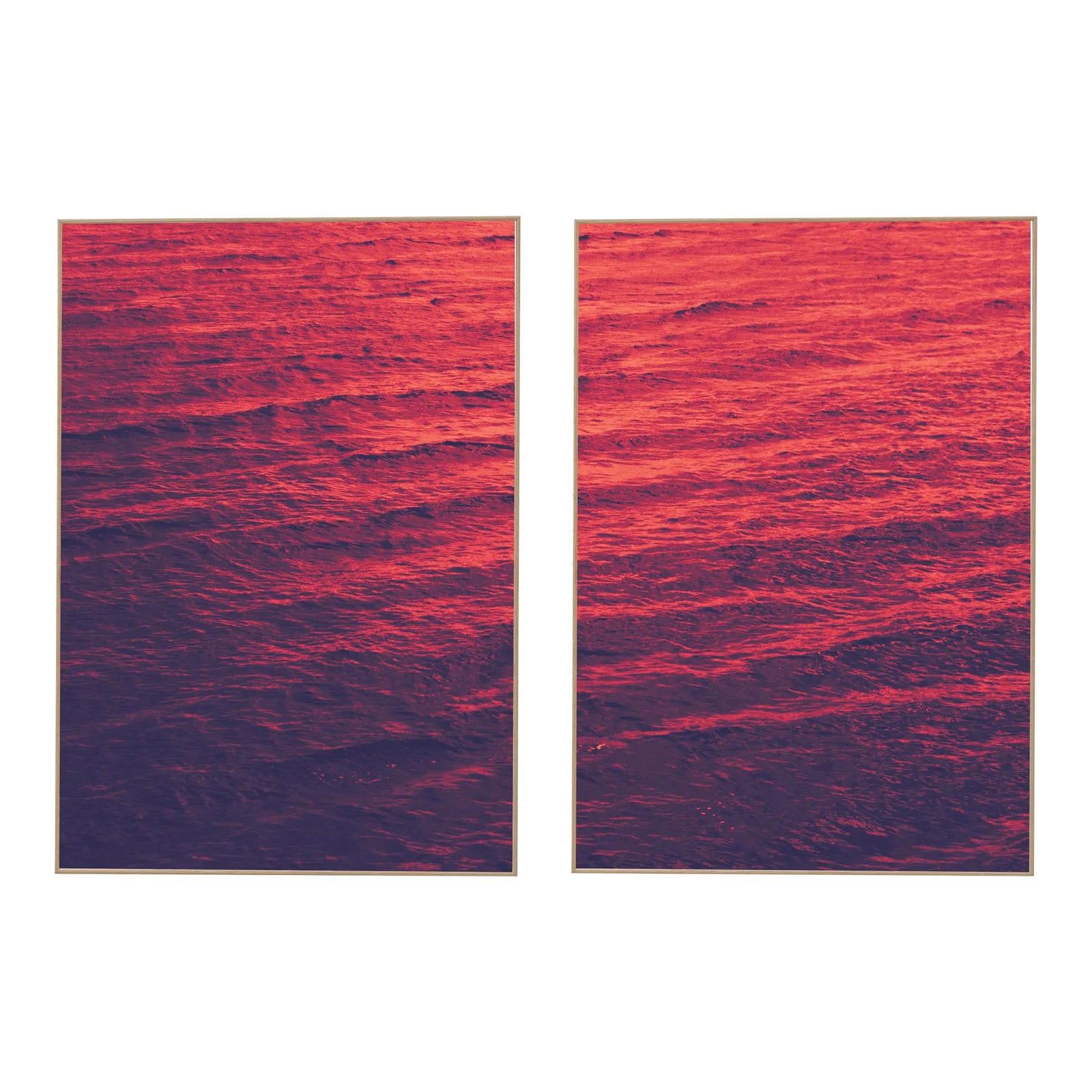 2023, Abstract Seascape Diptych of "Red Sea", Color Photography, Giclée ...