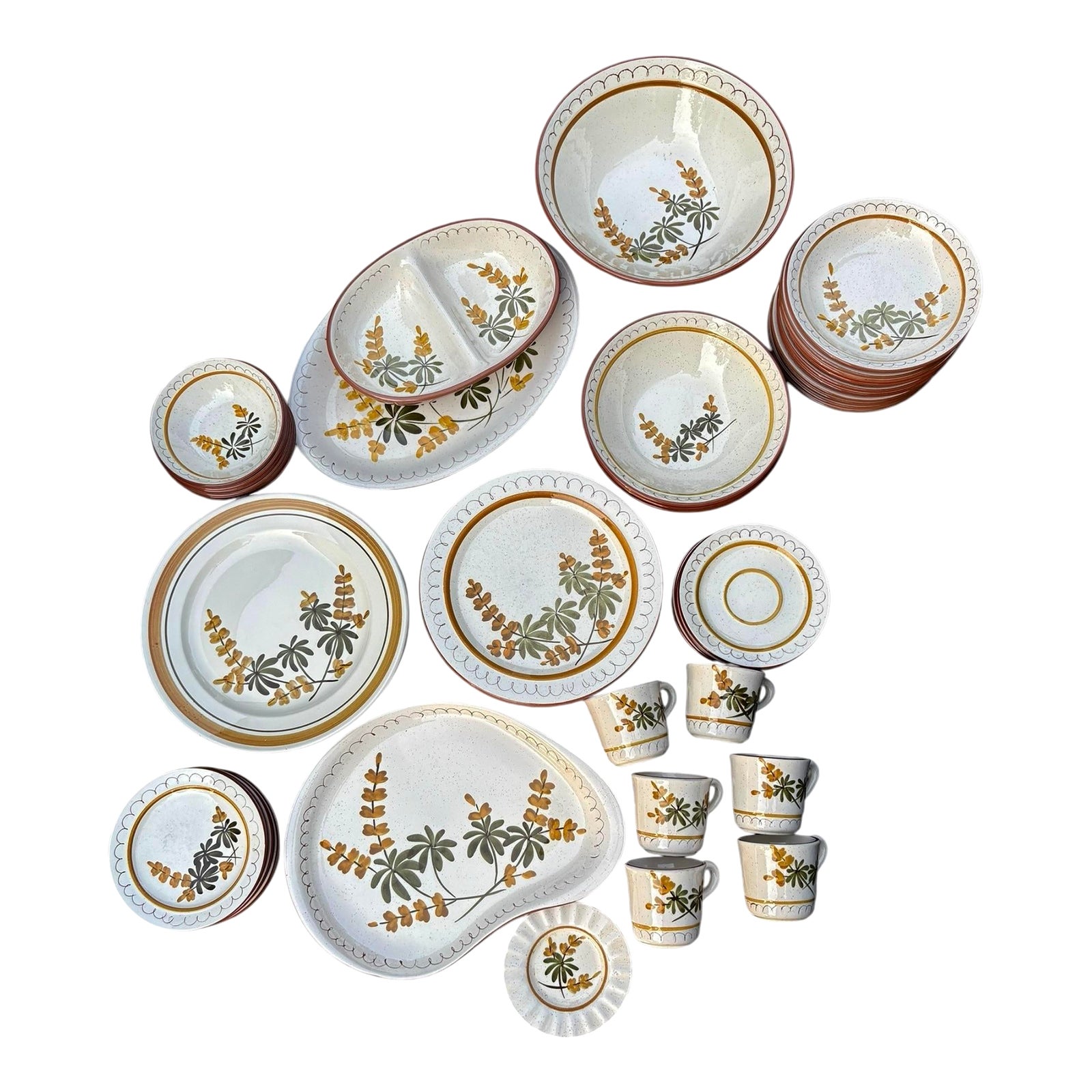 Vintage Stangl “Golden Blossom” Pottery Dinnerware Set - A Set of 52 ...