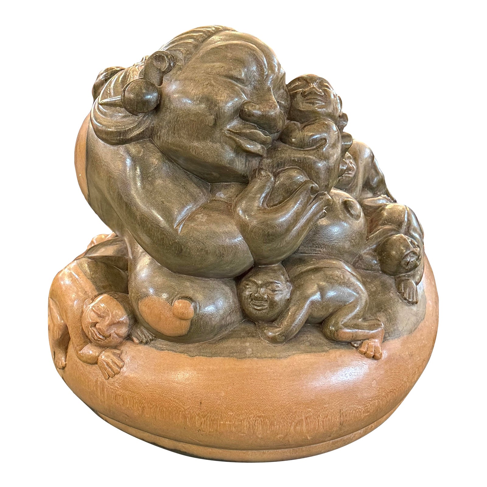 Antique Japanese Carved Boxwood Fertility Sculpture | Chairish