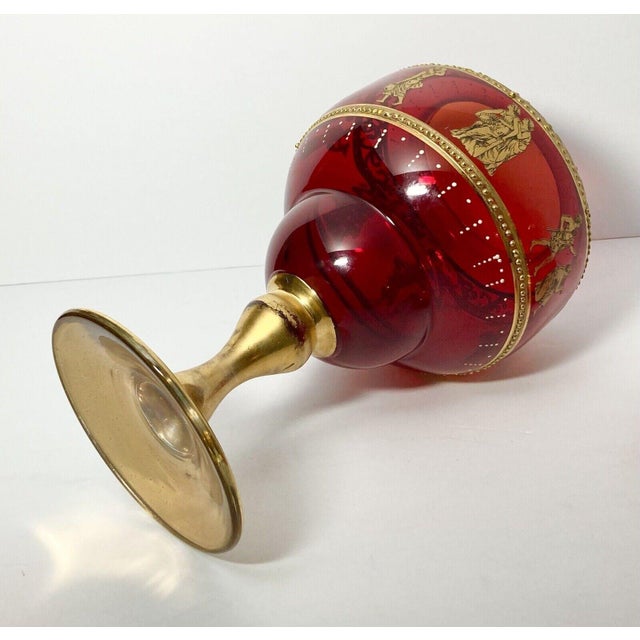 Ardalt 1960s Midcentury Italian Ruby Glass & Gold Compote, Neoclassical ...