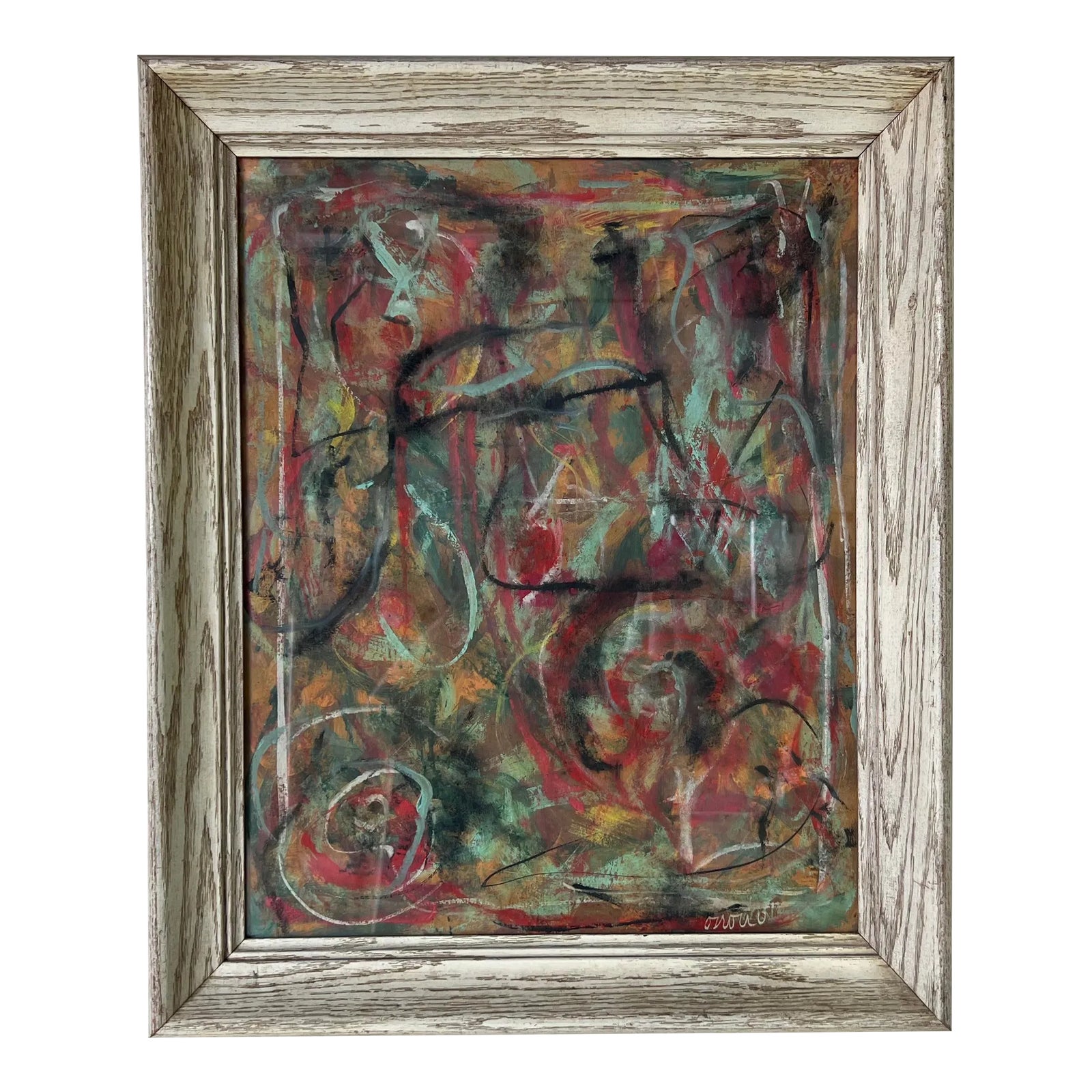 70's Vintage Onorio Expressionist Abstract Painting, Signed | Chairish