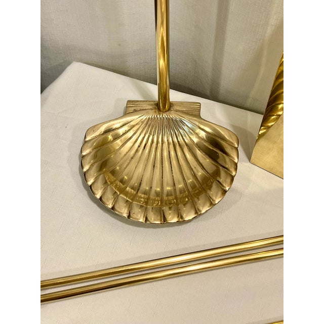 Late 20th Century Vintage Hollywood Regency Polished Brass Clamshell ...
